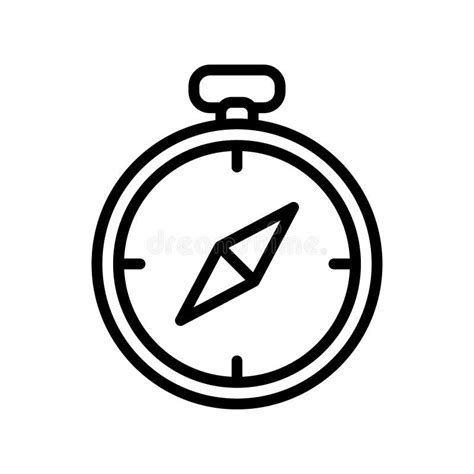 Compass Flat Line Icon Navigation Equipment Vector Illustration Stock