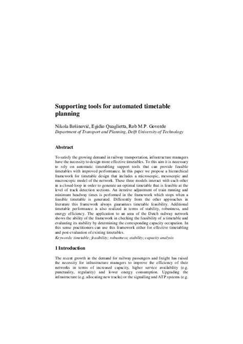 Pdf Supporting Tools For Automated Timetable Planning