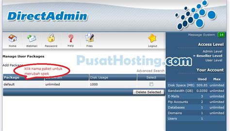 Panduan Directadmin Reseller Level PusatHosting Wiki
