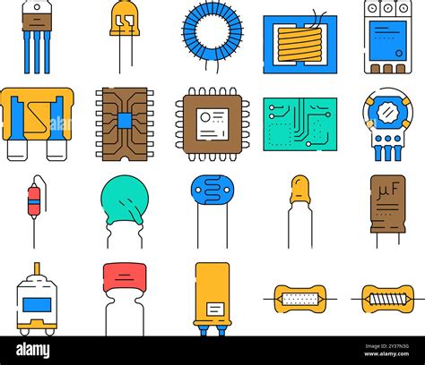Component Electronic Chip Icons Set Vector Stock Vector Image And Art Alamy
