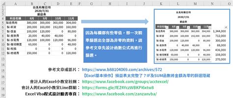 會計人的excel小教室 今日練習題：【excel基本操作】損益表太完整了？if及sum函數將金額為零的篩選隱藏