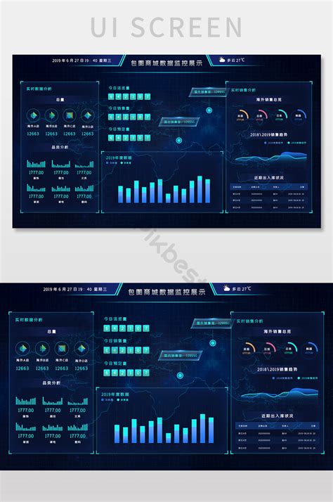 Dark Technology Sense E Commerce Data Visualization Interface Chart Web