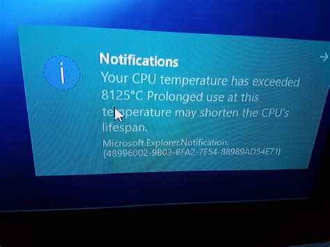 Your CPU Temperatur Has Exceeded 8125C R Windows10