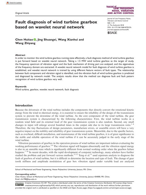 Pdf Fault Diagnosis Of Wind Turbine Gearbox Based On Wavelet Neural Network