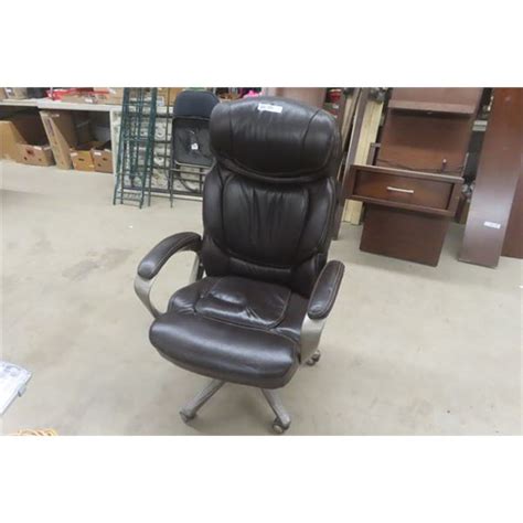 Executive Leather Swivel Office Chair Dark Brown