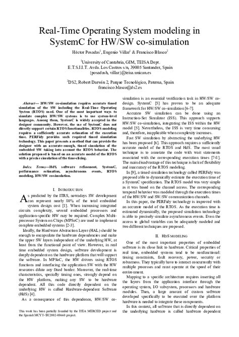 Pdf Real Time Operating System Modeling In Systemc For Hw Sw Co Simulation
