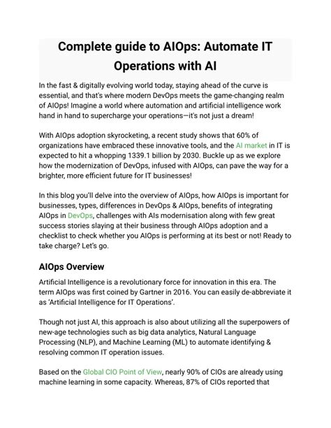 Ppt Complete Guide To Aiops Automate It Operations With Ai Powerpoint Presentation Id13586356