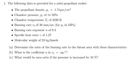 Solved 1 The Following Data Is Provided For A Solid