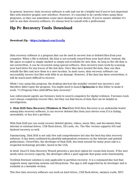 Fillable Online Hp Pc Recovery Tools Download Fax Email Print Pdffiller