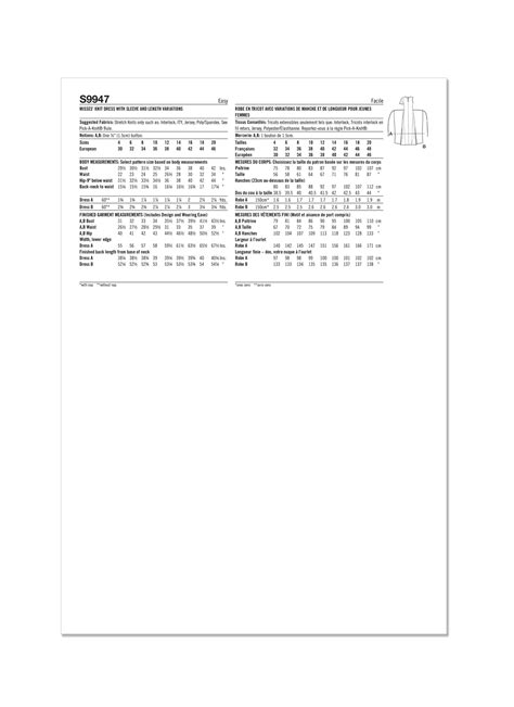 Simplicity Sewing Pattern S9947 Misses Knit Dress With Sleeve And