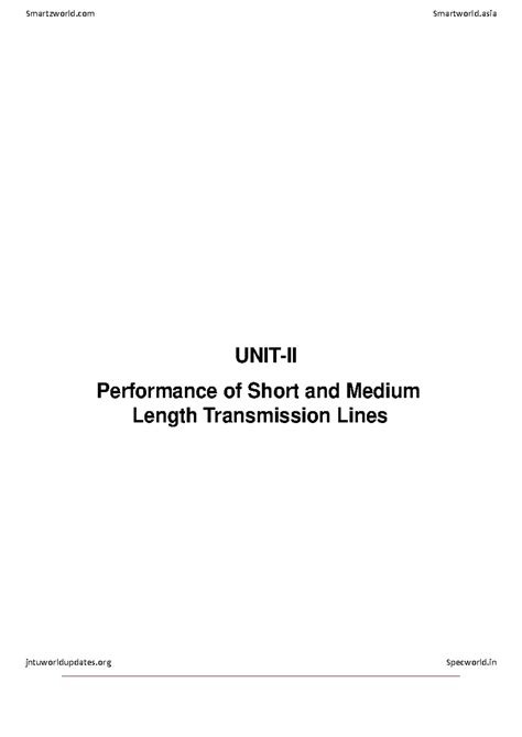 Power Systems Ii Unit 2 Unit Ii Performance Of Short And Medium