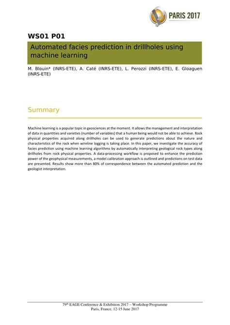 Pdf Automated Facies Prediction In Drillholes Using Machine Learning