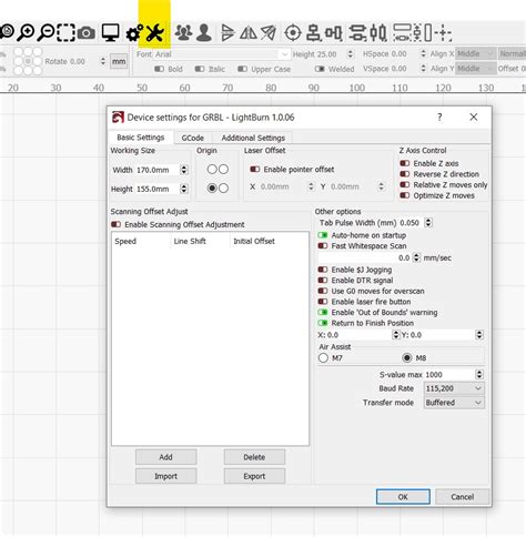 My Laser Dont Recognize Work Area Lightburn Software Questions Lightburn Software Forum