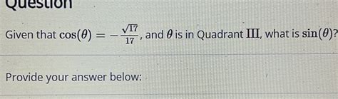 solved question given that cos θ sqrt 17 17 and θis in
