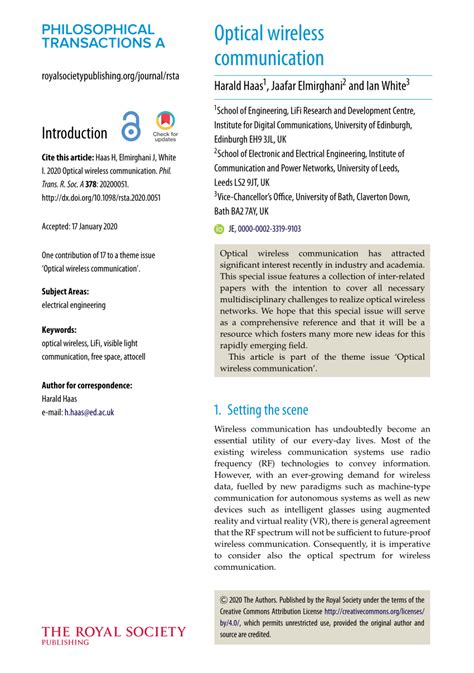 Pdf Optical Wireless Communication