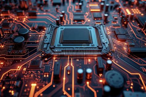 Data Technology Ai Analyzes Central Cpu On Microchip Interface Circuit