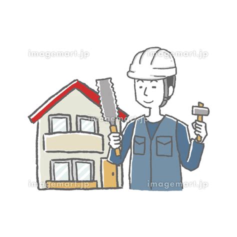 家を建てる大工の男性のイラスト素材 165669361 イメージマート