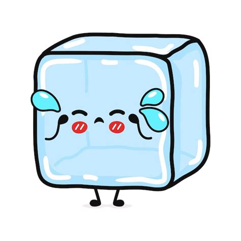 Premium Vector Crying Ice Cube Character