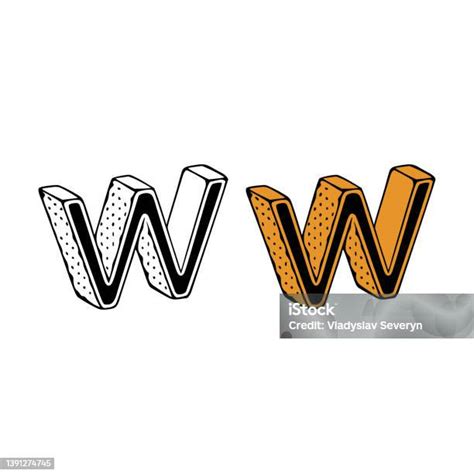 아이소메트릭 레터 W 낙서 벡터 일러스트 레이 션을 흰색 배경에 표시합니다 편지 클립 아트 3차원 형태에 대한 스톡 벡터 아트 및 기타 이미지 Istock