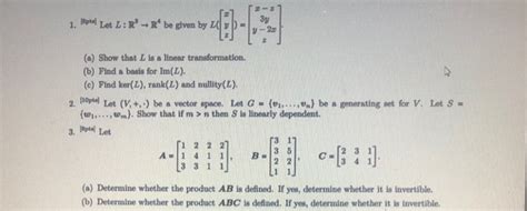 Solved Зу 8ptol Let L R R be given by 1 2 a Show Chegg com