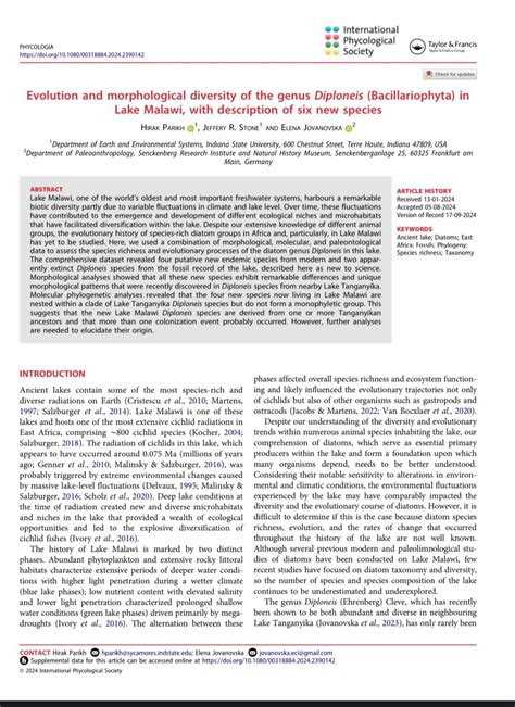 Hirak Parikh On Linkedin Phd Research Diatoms Evolution Biodiversity Lakemalawi Phycology