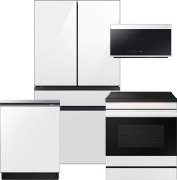 Samsung Bespoke White Glass Kitchen Package With 29 Cu Ft 4 Door