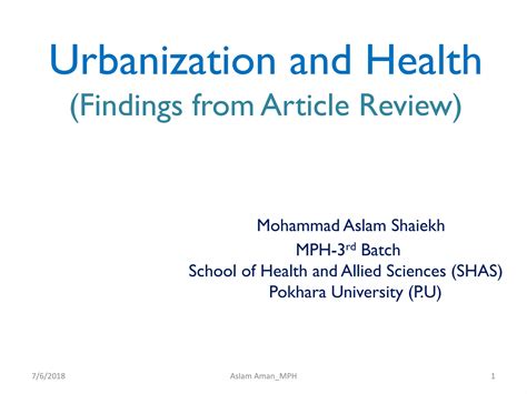 Urbanization And Health An Article Review Pdf