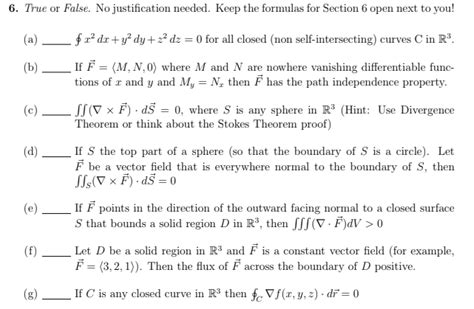Solved True Or False No Justification Needed Keep The Chegg Com