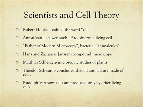 Ppt Cell Theory Animal Cell Structure Function And Processes