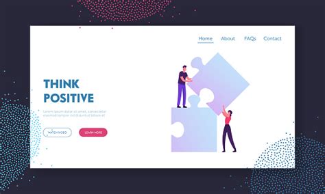 팀 파트너십 및 팀워크 협력 웹 사이트 방문 페이지 퍼즐 요소를 연결하는 비즈니스 사람들 문자 는 분리 된 구성 웹 페이지