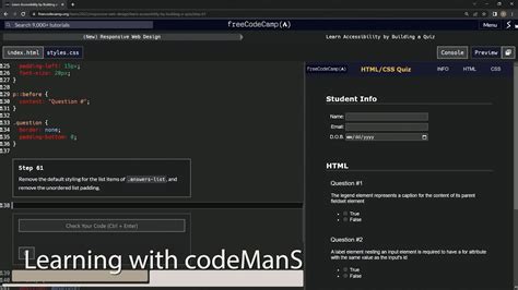 Learn Code FreeCodeCamp New Responsive Web Design Building A Quiz Step YouTube