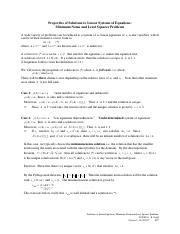 Solutions To Linear Equations Min Norm Least Squares Pdf Properties Of Solutions To