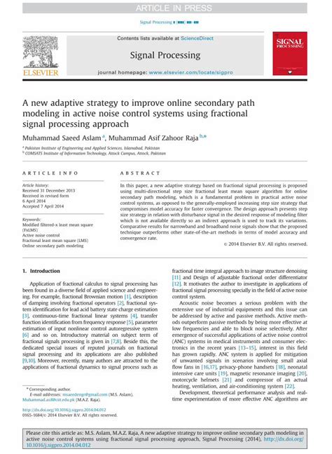 Pdf A New Adaptive Strategy To Improve Online Secondary Path Modeling