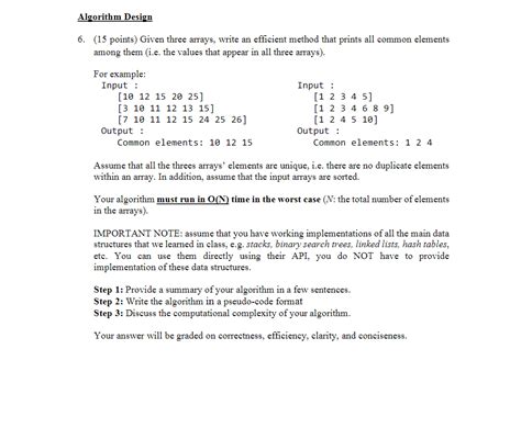 Solved Algorithm Design 6 15 Points Given Three Arrays Chegg