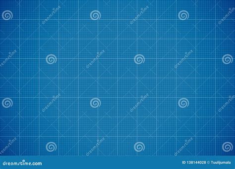 Blueprint Background Blue Paper Print With White Grid Pattern Vector Illustration Drawing