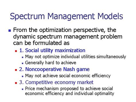 Dynamic Spectrum Management Optimization Game And Equilibrium Tom
