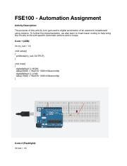 Fse Arduino Automation Pdf Fse Automation Assignment Activity Description The Purpose Of
