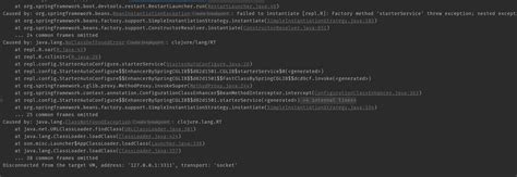 nested exception is java lang noclassdeffounderror clojure lang rt