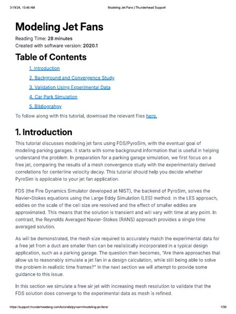 Modeling Jet Fans Thunderhead Support Pdf
