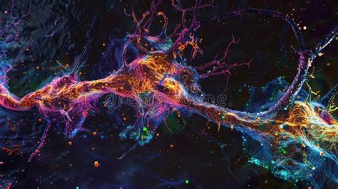 A Stunning Microscopic Inspired Digital Artwork Showcasing A Glowing Neural Network Generative