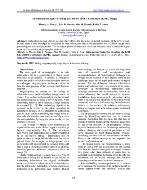 Pdf Information Hiding By Inverting The Lsb Bits Of Dct Coefficients Of Jpeg Images