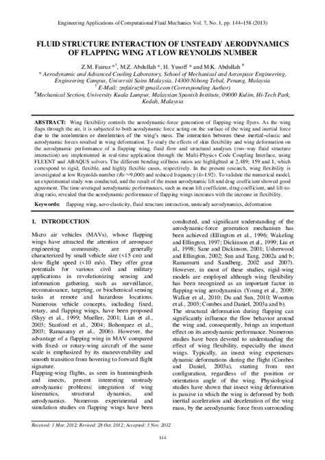 Pdf Aero Elasticity In Flapping Wings At Low Re