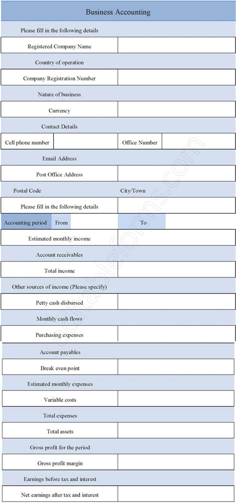 Sample Business Accounting Form Editable Pdf Forms