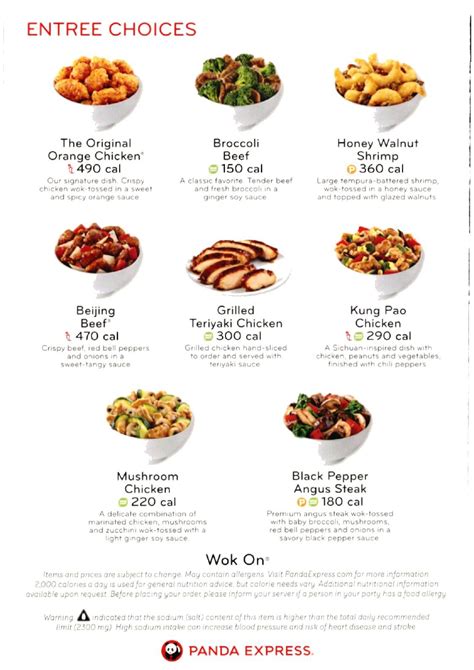 Printable Panda Express Menu