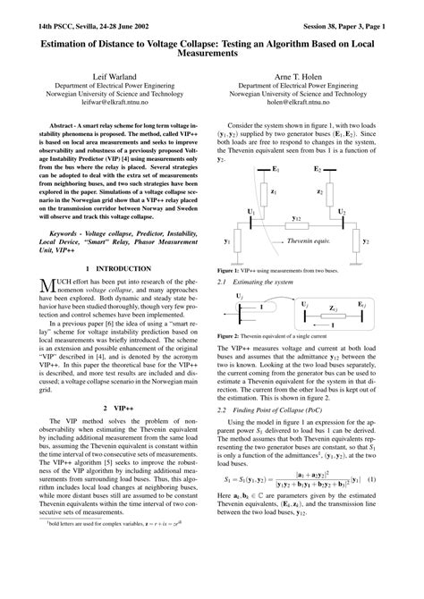 Pdf Estimation Of Distance To Voltage Collapse Testing And Algorithm Based On Local Measurements
