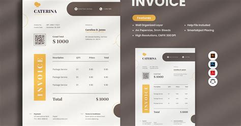 Обслуживание счетов Шаблоны для печати Включая выставленный счет и офис Envato