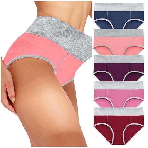 Penkiiy Underwear For Women 5pc Women Solid Color Patchwork Briefs