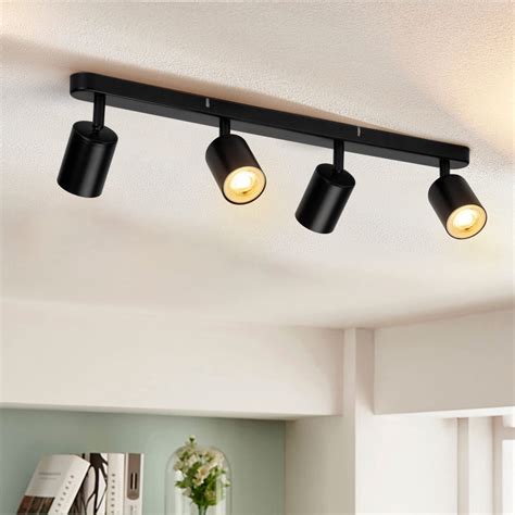 Ceiling Spotlight Led Swivelling Gu10 Bar Black Modern Spotlight For
