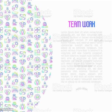 얇은 선 아이콘으로 팀워크 개념 사람들 상호 지원 회의 악수 줄다리기 협력 퍼즐 팀 정신 협력의 그룹 배너 인쇄 미디어 벡터 그림입니다 개념에 대한 스톡 벡터 아트 및 기타