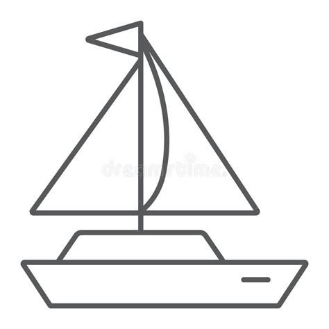 Ship Thin Line Icon Cruise And Sail Boat Sign Vector Graphics A Linear Pattern On A White
